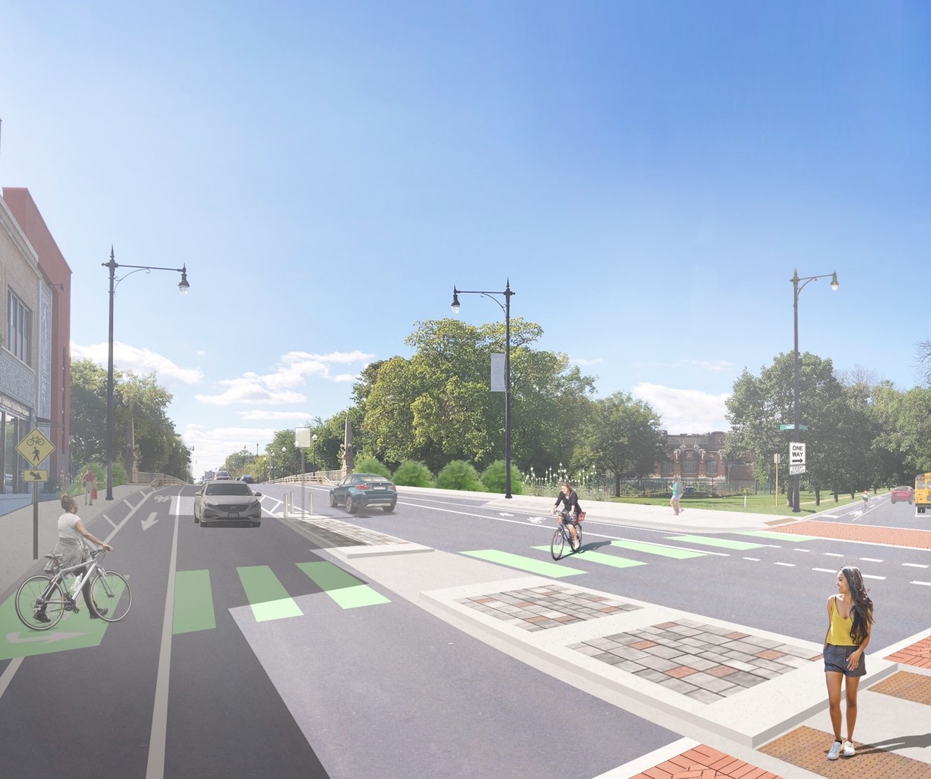 Lawrence streetscape includes contraflow bike lane to access North ...