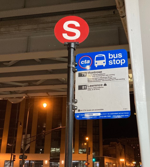 What's up with those red circular signs on top of CTA bus stop signs ...