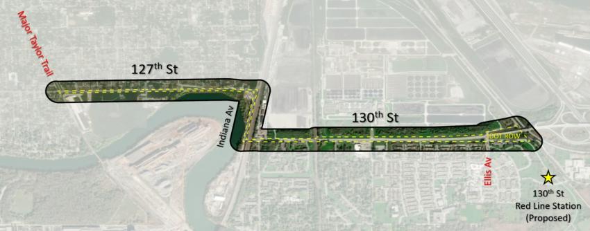 The 130th Street sidepath, connecting the new Red Line station and ...